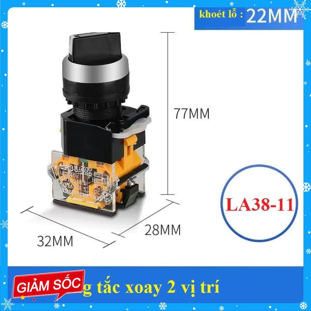 Combo 10 Công tắc chuyển mạch LA38 phi 22mm -Công tắc xoay 2 vị trí, 3 vị trí | Shopee Việt Nam