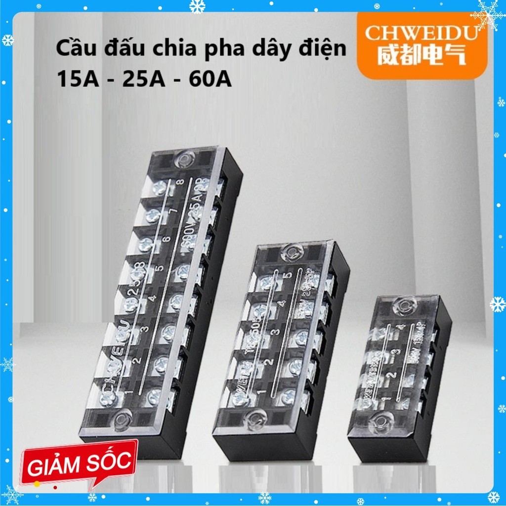 [CHÍNH HÃNG]Cầu đấu điện 15A, 25A Các loại - Cầu đấu dây điện Domino 4P 6P, 12P | Shopee Việt Nam