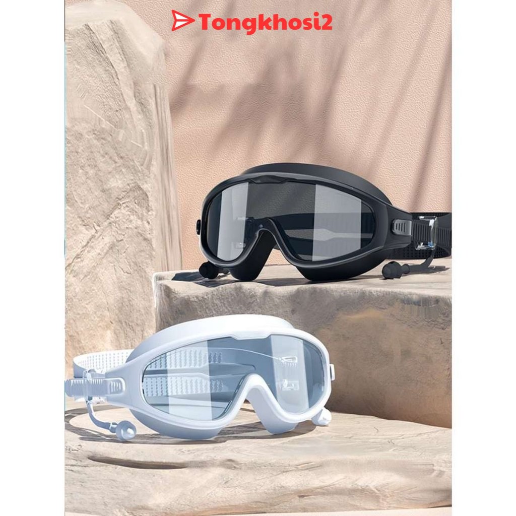 PVN65871 Kính Bơi Trẻ Em Người Lớn Gọng Lớn Kèm Bịt Tai Chống Sương Mù ...
