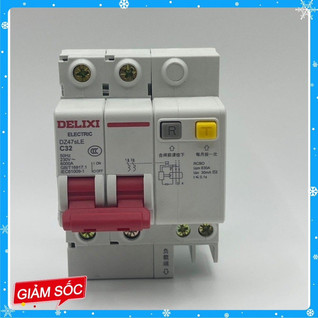[CHÍNH HÃNG]Aptomat Chống giật chống rò DELIXI 2P 32A DZ47sLE | Shopee Việt Nam