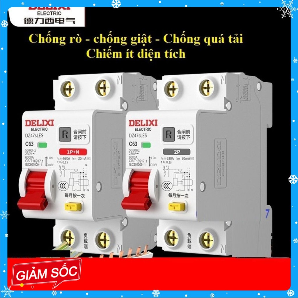 Aptomat chống giật - Chống quá tải 1 pha DELIXI 1PN, 2P 16A,20A, 25A, 32A, 40A,63A [ Chính hãng ...
