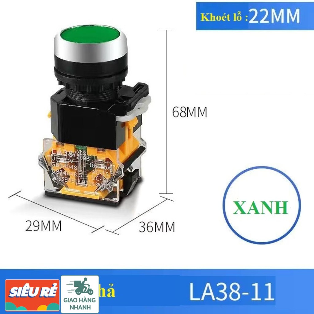 Nút ấn nhả Không đèn LA38 phi 22mm -1NO 1NC | Shopee Việt Nam