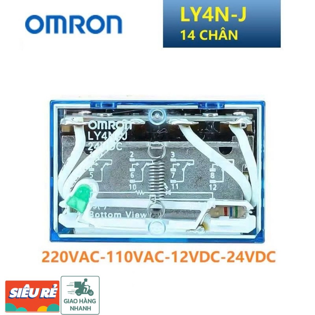 Rơ le trung gian omron 14 chân to 10A - Relay LY4N-J 220V, 110V, 24V, 12VDC | Shopee Việt Nam