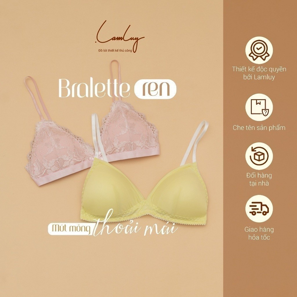 Áo ngực, Bralette LAMLUY thiết kế phối ren, mút mỏng không gọng 1ACB1 ...
