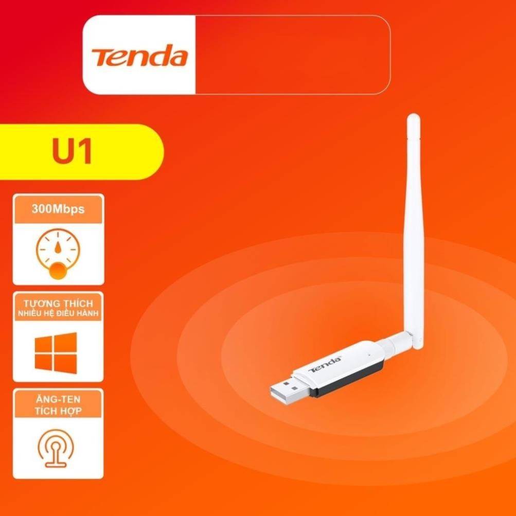 USB thu Wifi Tenda U1 / U2 / U3 Chính hãng (Có anten rời, 300Mbps ...