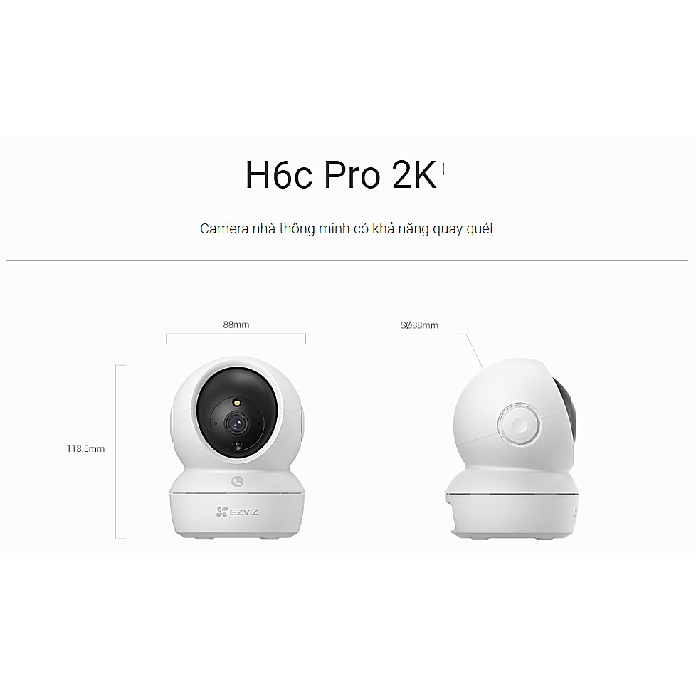Camera wifi Ezviz trong nhà, đàm thoại, xoay 360, C6N H6c PRO MÀU ĐÊM 3MP 4MP 5MP 8MP(chính hãng ...