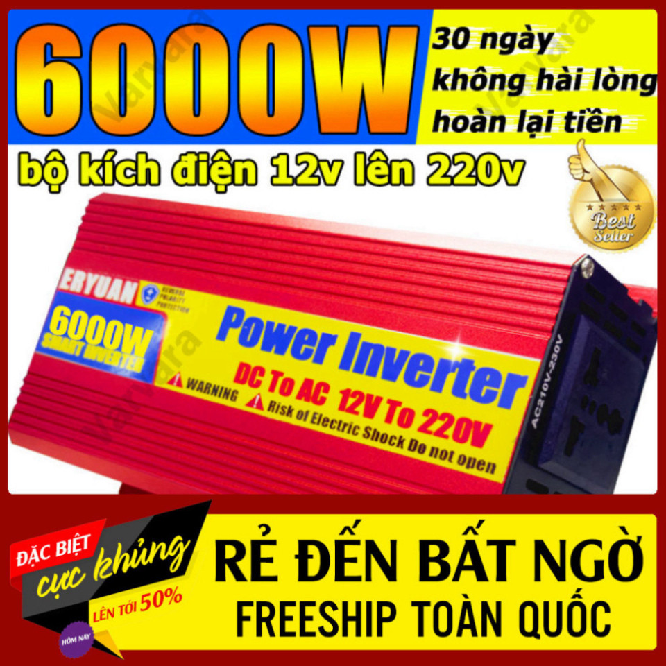 ERYUAN Bộ kích điện inverter 12V lên 220V công suất 6000W Sin Chuẩn Siêu Bền | Shopee Việt Nam