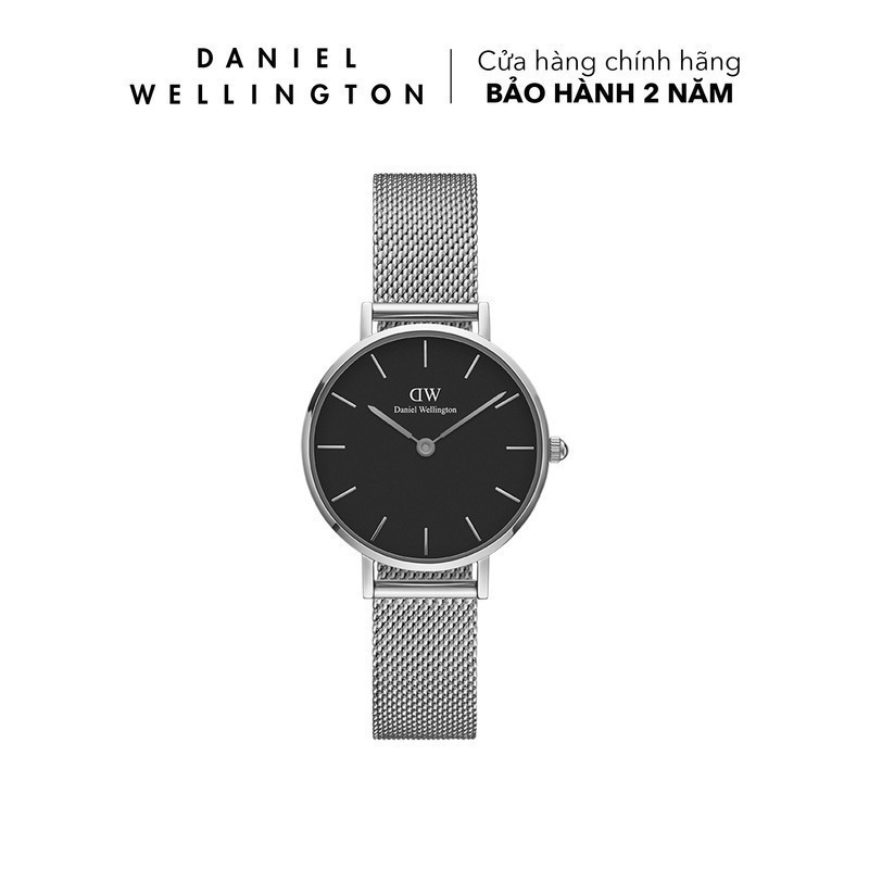 Đồng hồ Nữ Daniel Wellington dây lưới Petite Sterling mặt đen vỏ bạc ...