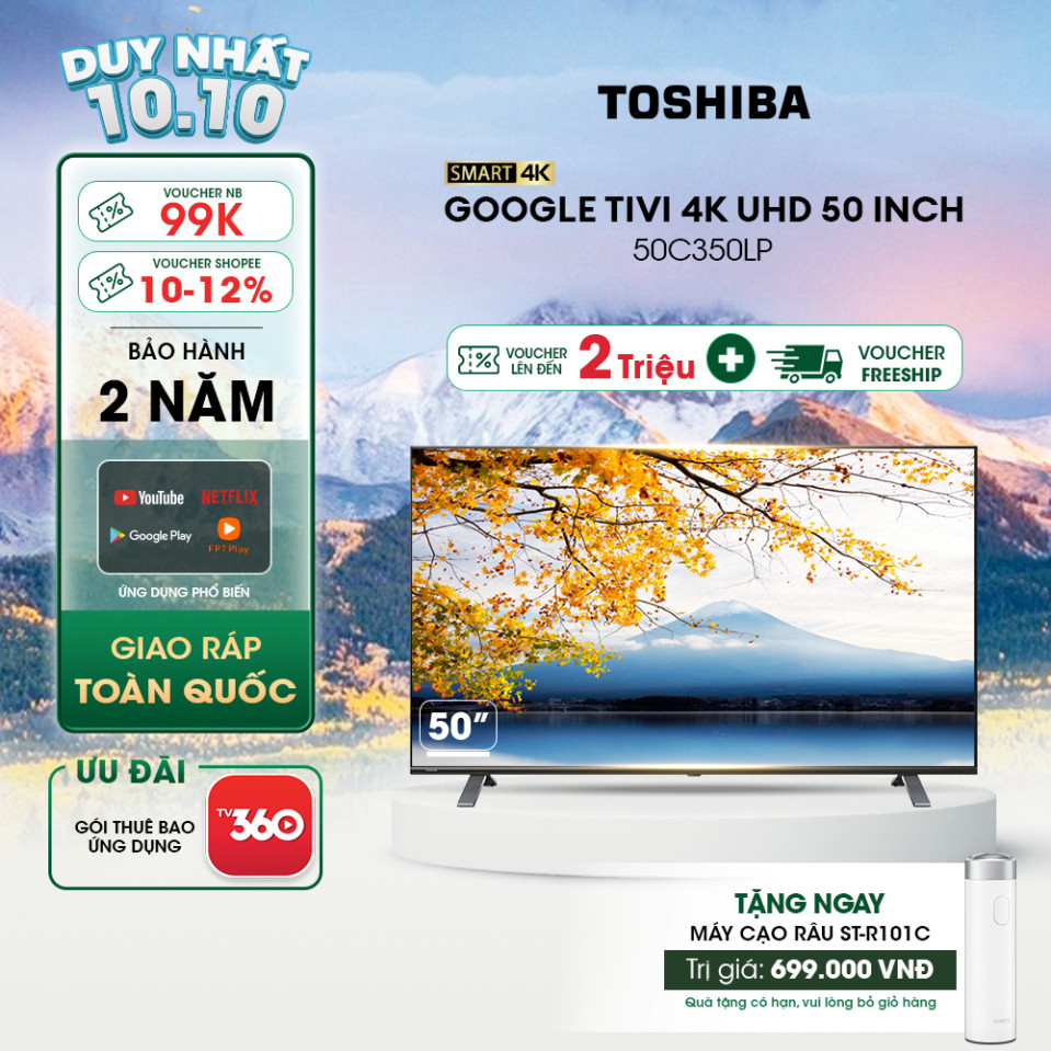 Google Tivi TOSHIBA 50 inch 50C350LP, Smart TV Màn Hình LED 4K UHD ...