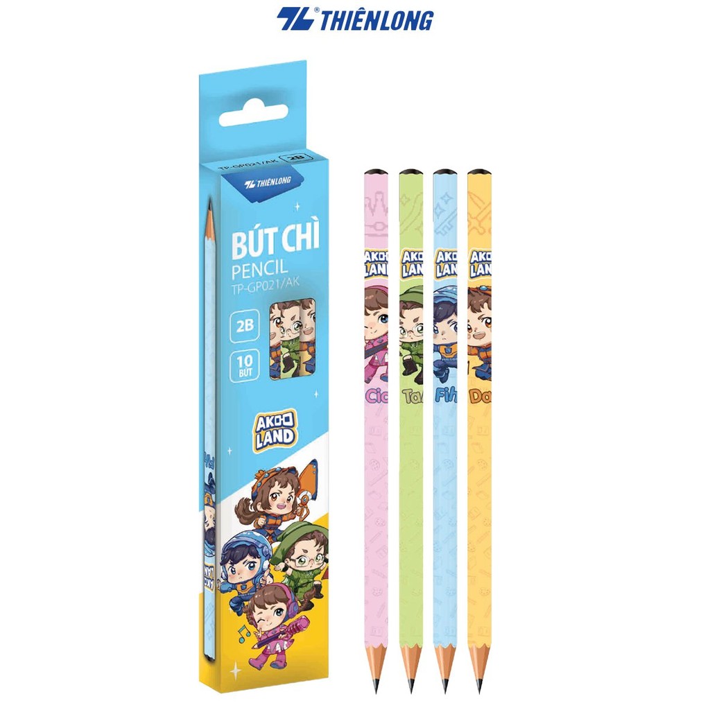 Combo 10 Bút chì gỗ nhân vật Akooland Thiên Long TP-GP021/AK - Mẫu ngẫu ...
