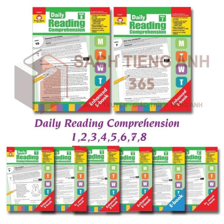 Sách Daily reading comprehension đầy đủ grade 1,2,3,4,5,6,7,8 - đáp án ...