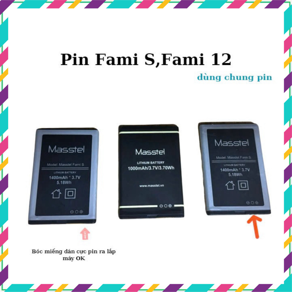 Pin Masstel Fami s,Fami 12 ,dùng chung | Shopee Việt Nam