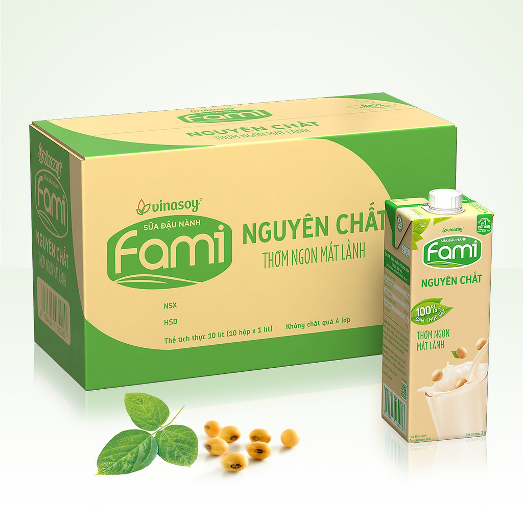 Thùng 10 Hộp Sữa Đậu Nành Fami Nguyên Chất (1 lít / Hộp) | Shopee Việt Nam