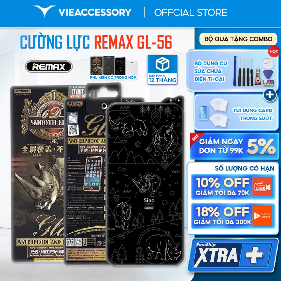 Kính cường lực CAO CẤP - FULL MÀN - CHỐNG VA ĐẬP Remax GL-56 cho I.P 6. ...