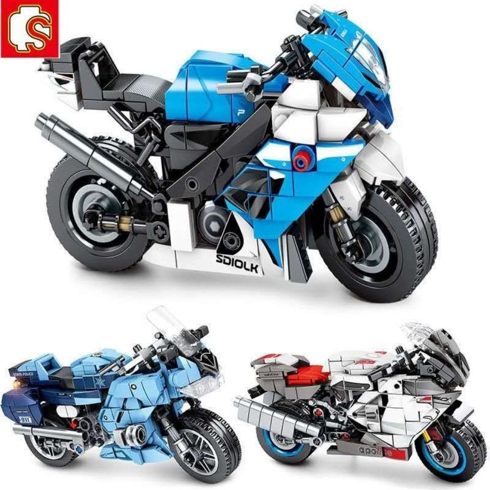 Xe máy tương thích LEGO đua xe thể thao mô hình lắp ráp đồ chơi xe máy ...