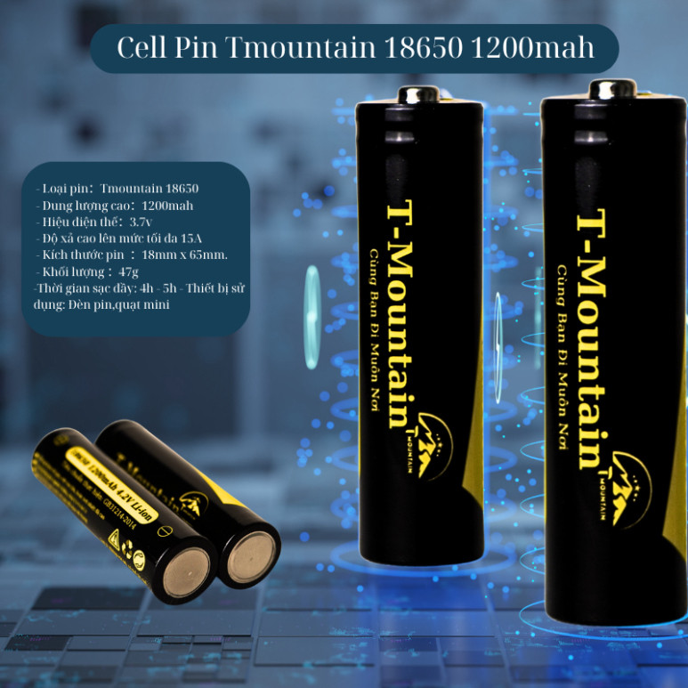 Pin sạc lithium 18650 1200mAh 3.7V dùng cho các thiết bị điện chống ...