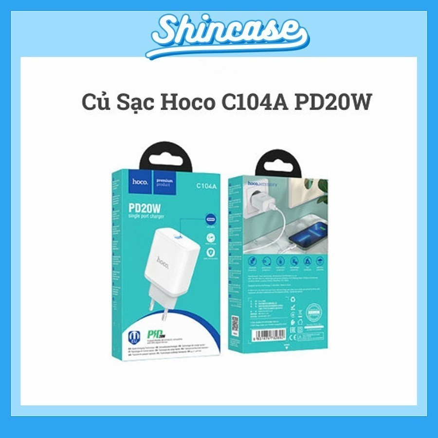 Củ Cốc Sạc Nhanh Hoco C104A PD20W QC3.0/QC2.0 1 Cổng Type-C Chính Hãng, Cao Cấp, Cổng USB Siêu ...