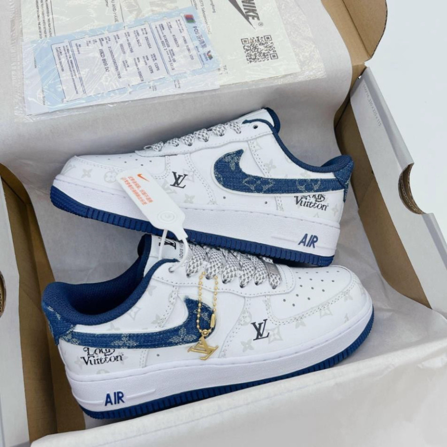 Giày thể thao af1 lv white blue, Giày af1 1 trắng đế xanh navy | Shopee ...