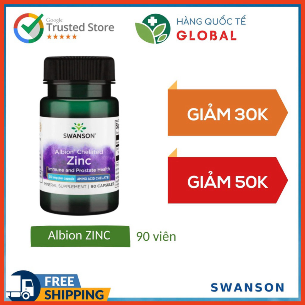 [Global] SWANSON ALBION ZINC, 90 viên, Hỗ trợ chức năng miễn dịch ...