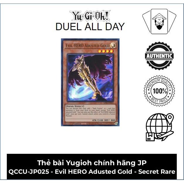 Thẻ bài Yugioh chính hãng JP: QCCU-JP025 - Evil HERO Adusted Gold - Secret Rare | Shopee Việt Nam