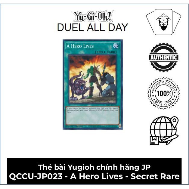 Thẻ bài Yugioh chính hãng JP: QCCU-JP023 - A Hero Lives - Secret Rare | Shopee Việt Nam