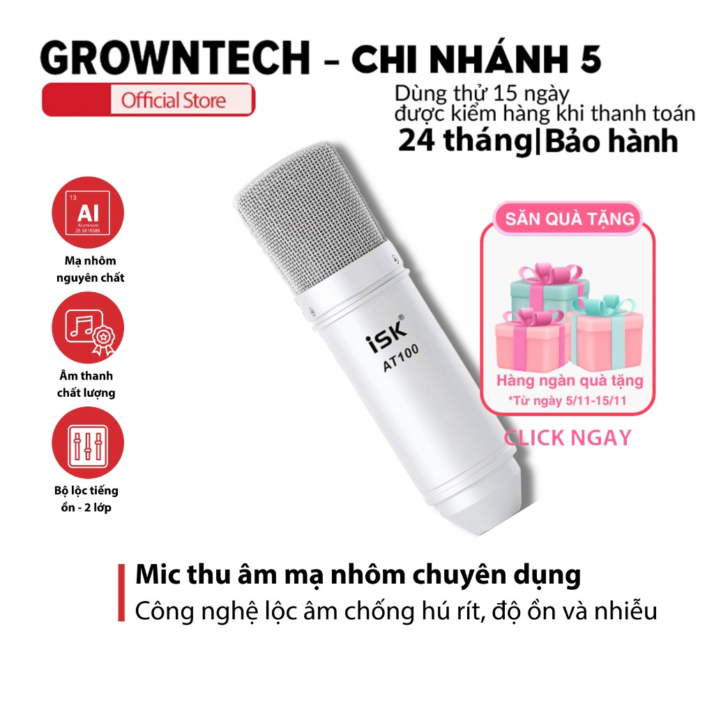 Mic thu âm AT100 ISK hát karaoke chuyên nghiệp thu âm lọc tiếng ồn với ...