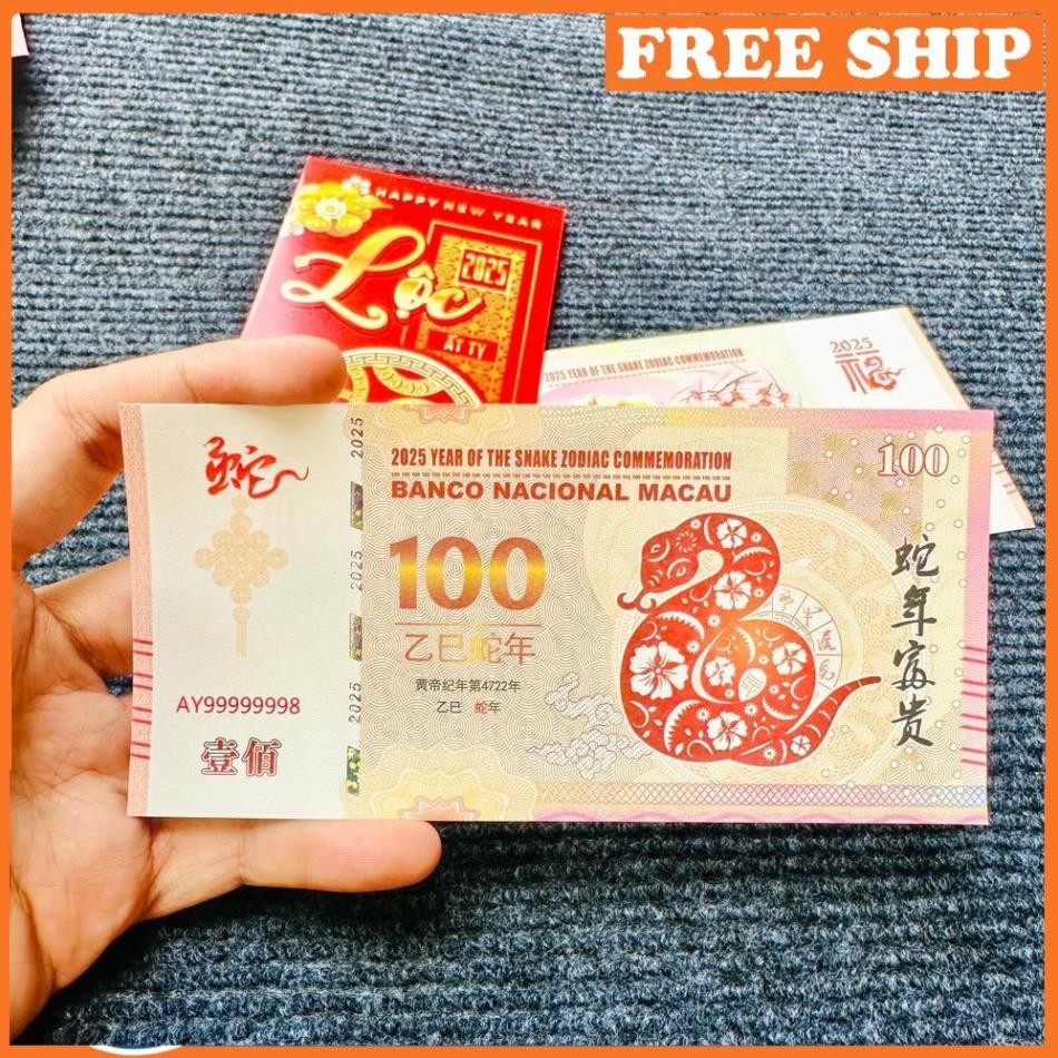 Tiền 100 Macao Hình Con Rắn Lì Xì Tết ẤT TỴ 2025 KBTT | Shopee Việt Nam