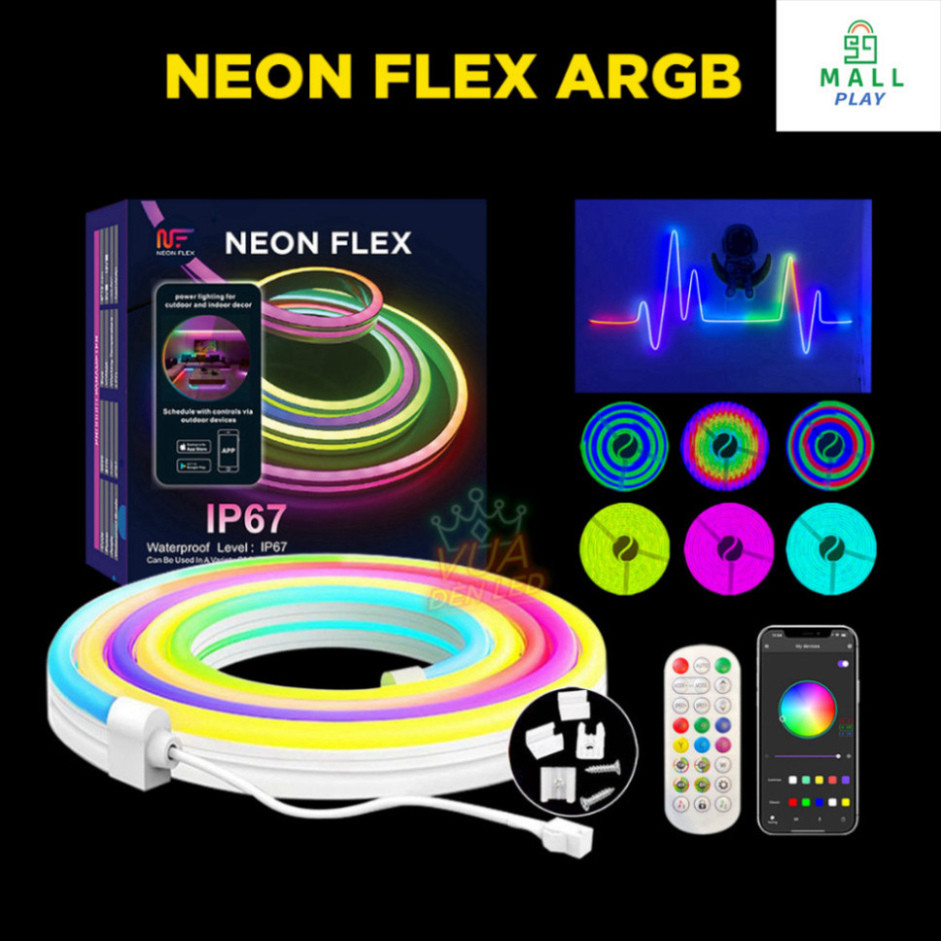 Đèn NEON FLEX ARGB-RGB 16 TRIỆU MÀU cảm biến âm thanh điều khiển app ...