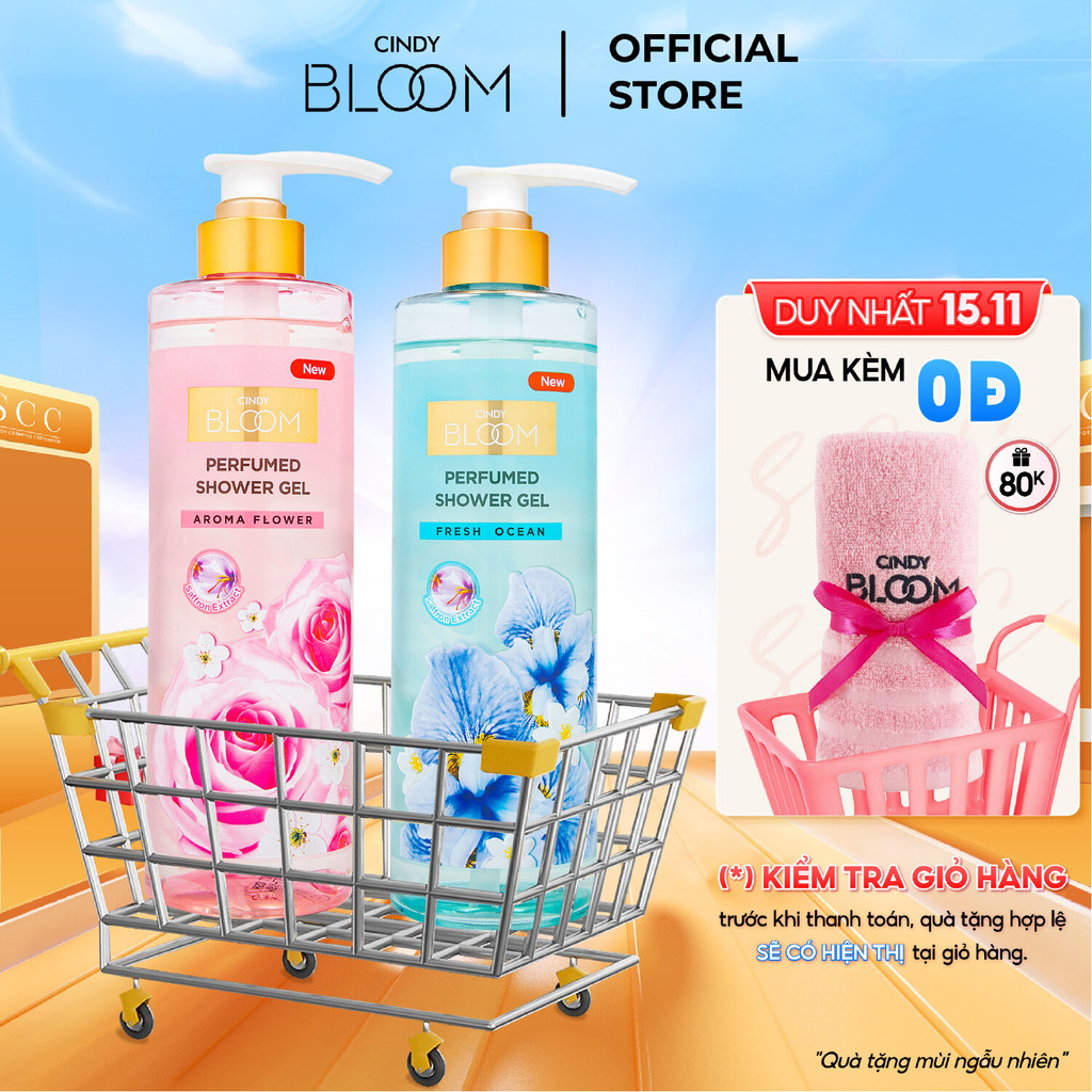 [15.11 - MUA LÀ CÓ QUÀ] Combo Sữa tắm nước hoa Cindy Bloom Aroma Flower + Fresh Ocean 640g ...