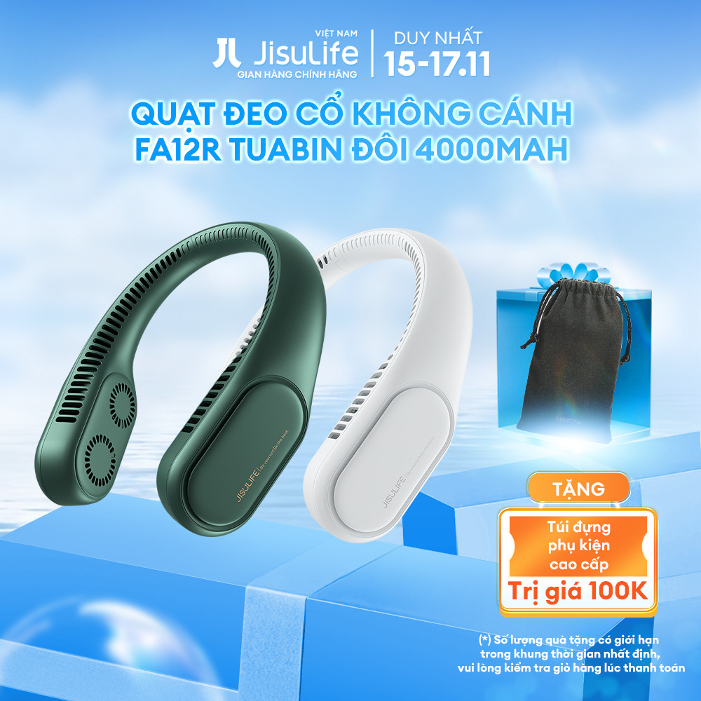 [SẢN PHẨM MỚI] Quạt đeo cổ không cánh JISULIFE FA12R Tuabin đôi 4000mAh ...