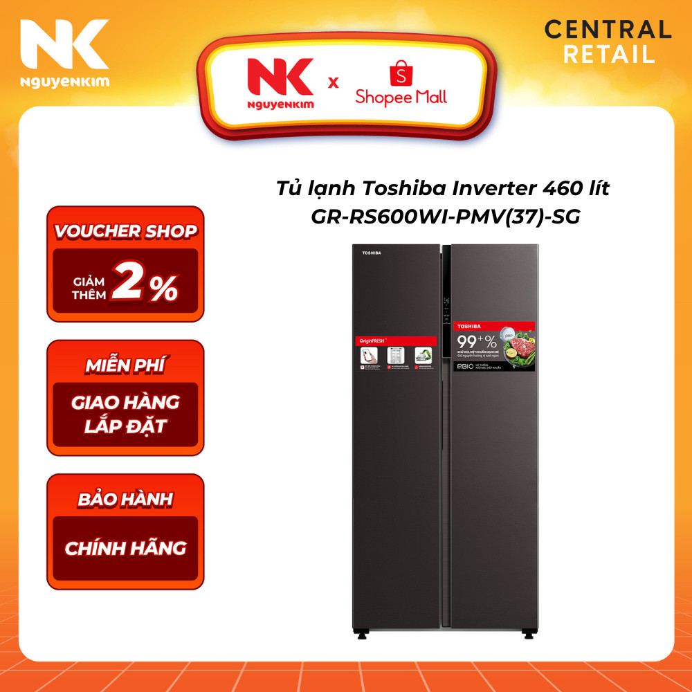 Tủ lạnh Toshiba Inverter 460 lít GR-RS600WI-PMV(37)-SG | Shopee Việt Nam
