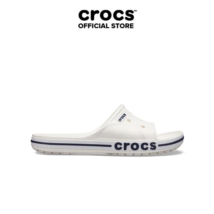 Dép Quai Ngang Unisex Crocs Bayaband - White/Navy | Shopee Việt Nam
