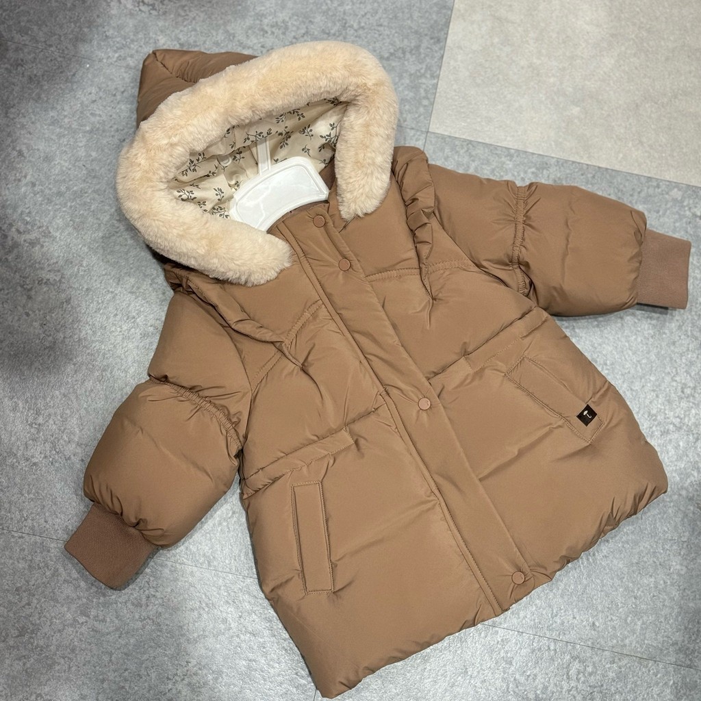 Áo khoác phao lông vũ Moimoln dư xịn màu nâu be size 90-130 | Shopee Việt Nam