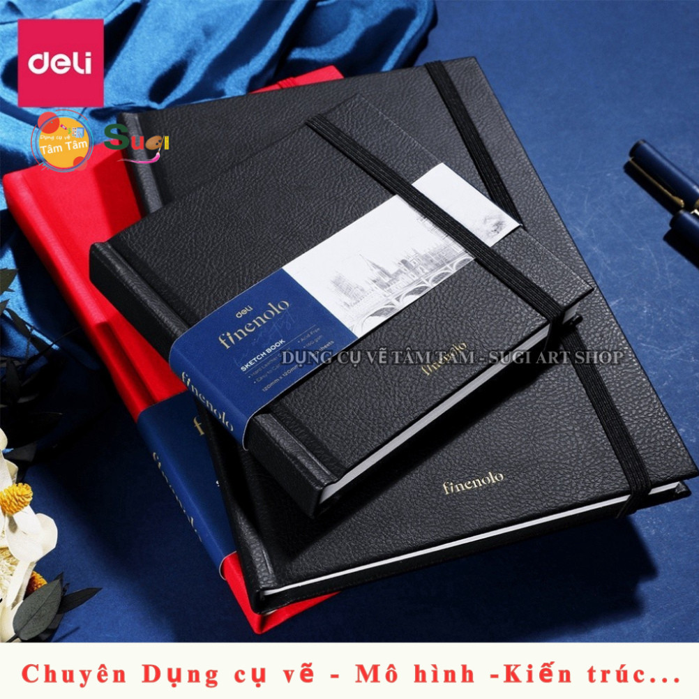[ Sugi Art Shop ] Sổ Sketch Book Bìa Da Deli , 40 trang, 160gsm ...