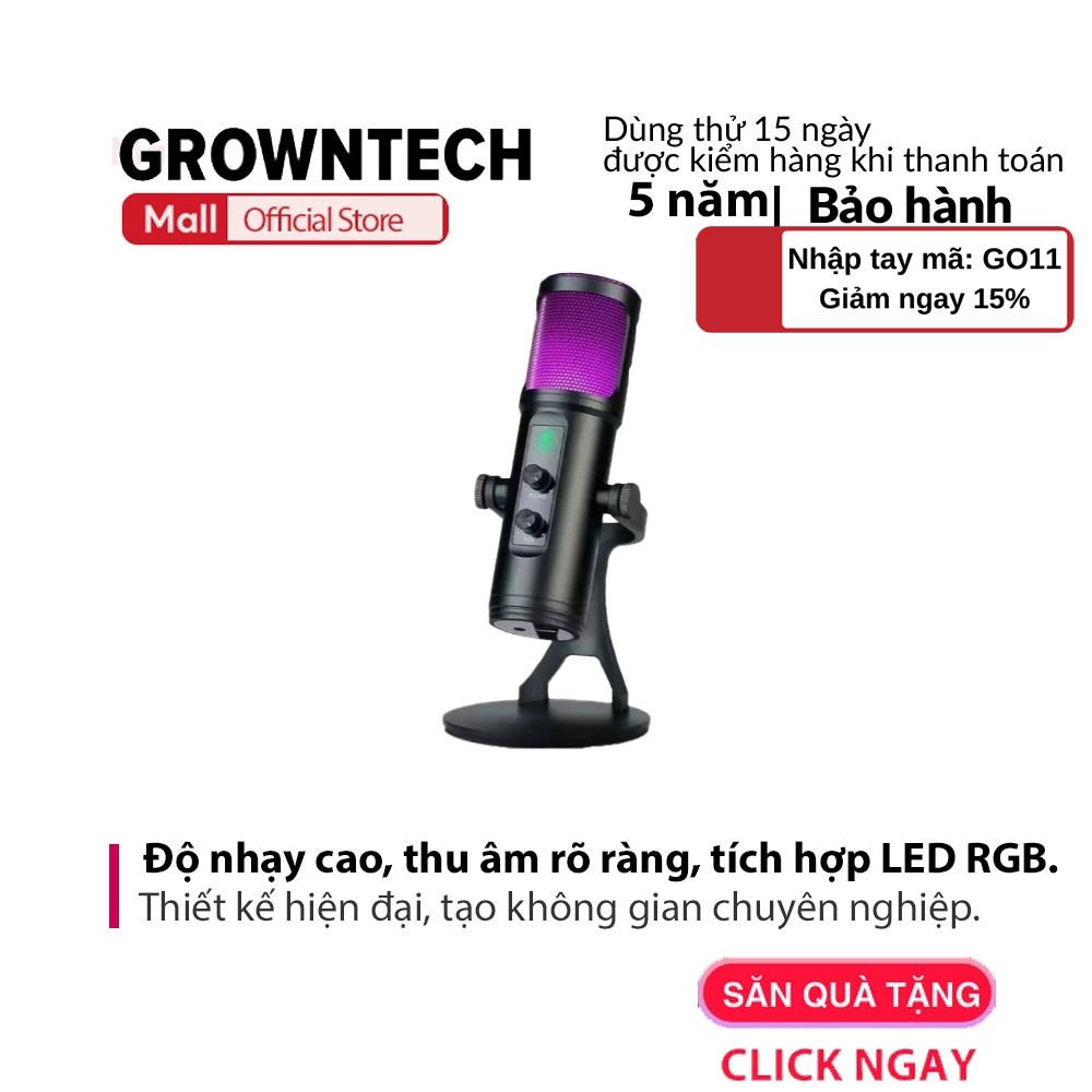 [NHẬP TAY MÃ:GO11 GIẢM 15%] Micro Thu Âm Livestream kèm đèn RGB ZX776 ...