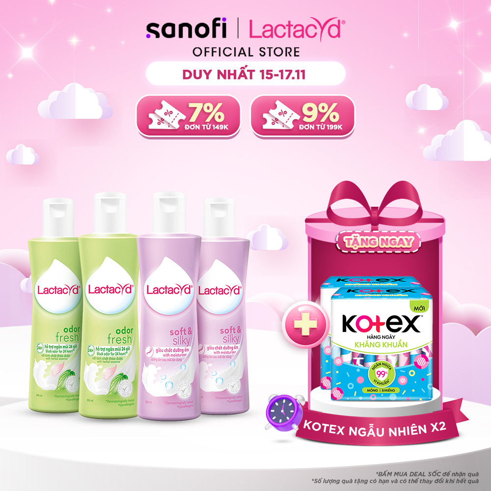 Bộ 2 Chai DDVS Phụ nữ Lactacyd Odor Fresh 250ml/chai + 2 chai DDVS Phụ ...