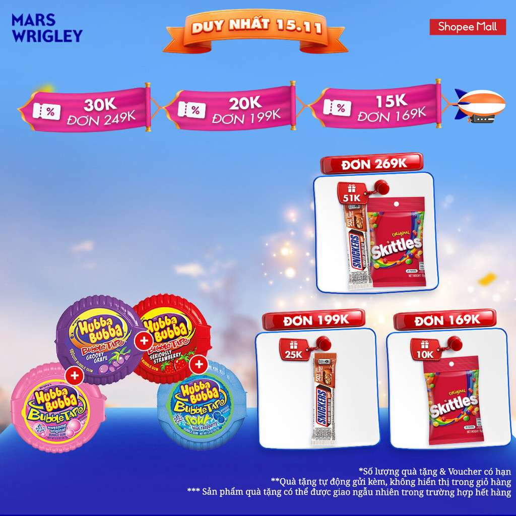 Combo 4 hộp kẹo Sing-gum Hubba Bubba mix 4 vị dâu tây, vị truyền thống ...