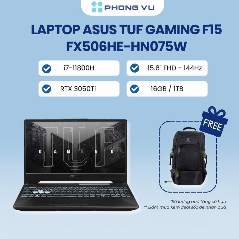 Máy tính xách tay/ Laptop Asus TUF Gaming F15 FX506HE-HN075W (i7-11800H ...