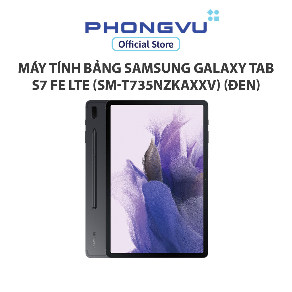 Máy tính bảng Samsung Galaxy Tab S7 FE LTE 4GB/64GB (Đen) (SM-T735NZKAXXV) - Bảo hành 12 tháng ...