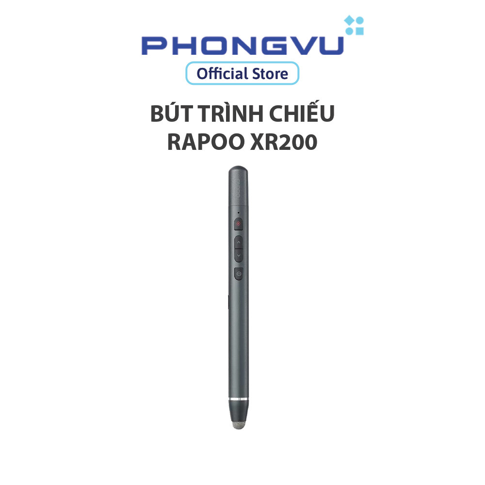 Bút trình chiếu laser/cảm ứng dùng pin sạc Rapoo XR200 (Đen) - Bảo hành ...