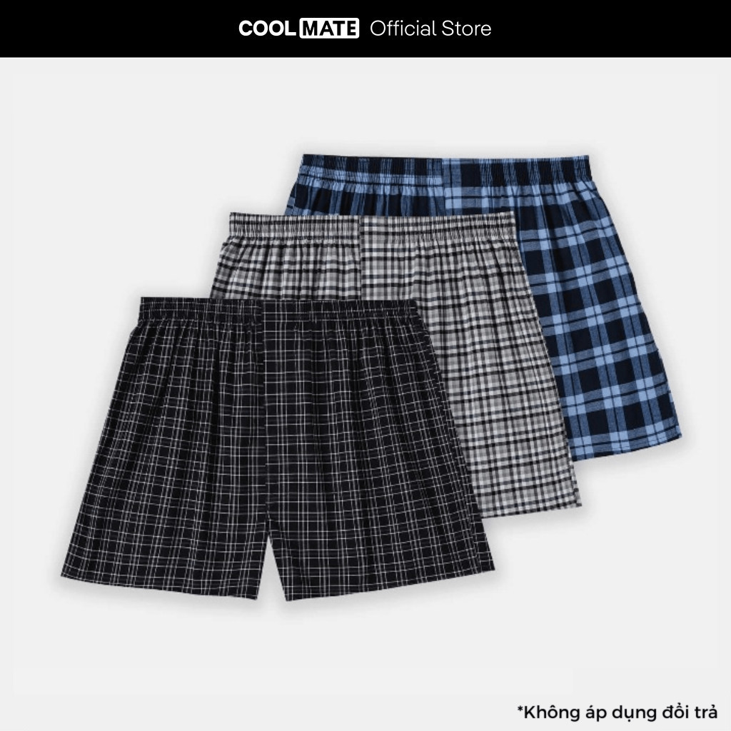 Combo Pack 3 quần mặc nhà Boxer short Coolmate basics kẻ sọc Coolmate ...