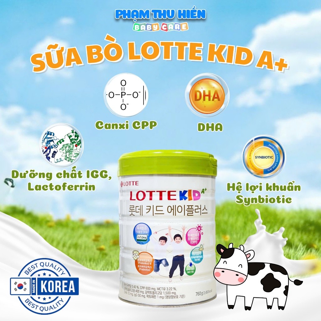 Sữa Bò Lotte Kid A+ Phát Triển Chiều Cao Cho Bé - Sữa Bò Bổ Sung Canxi ...