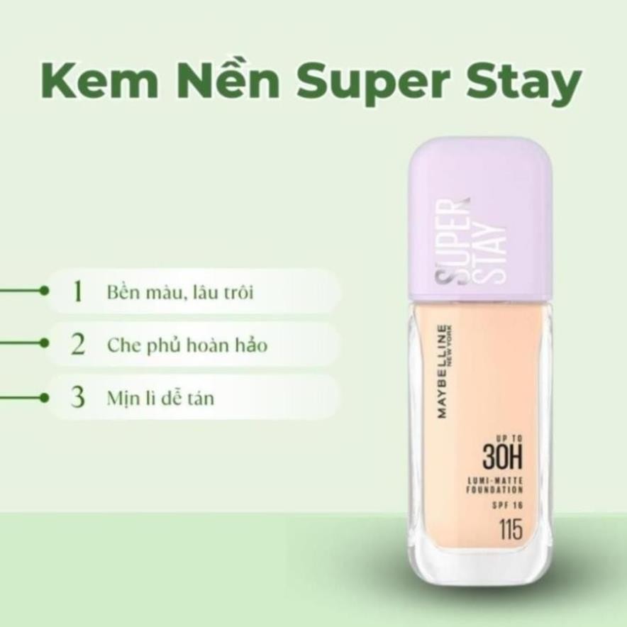 Kem nền Superstay bắt sáng Superstay Lumi Matte 30H che phủ siêu nhẹ mặt Maybelline New York ...