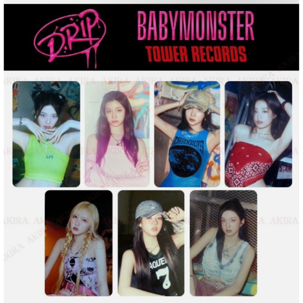BABYMONSTER DRIP POB TOWER RECORD OFFICIAL PHOTO CARD / RUKA PHARITA ASA AHYEON RAMI ROLA ...
