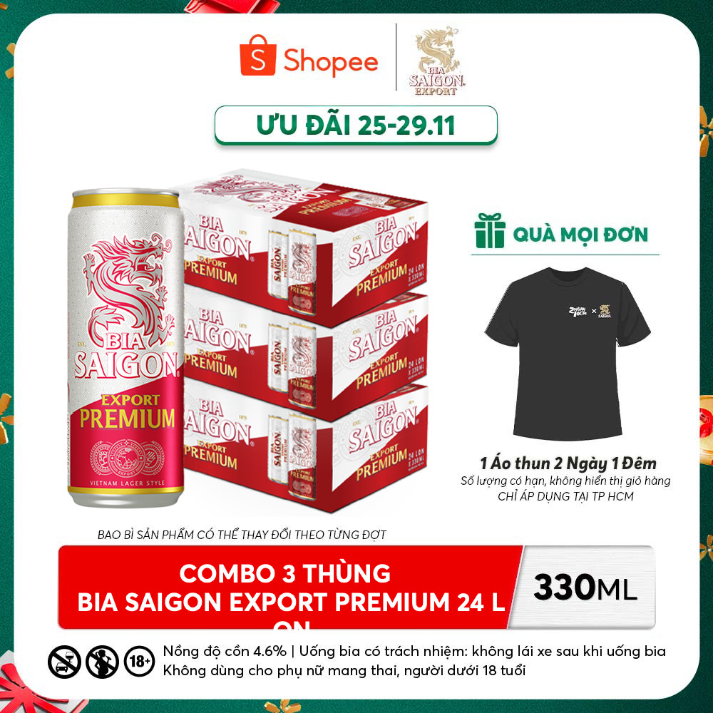 Combo 3 Thùng 24 Bia Saigon Export Premium 330ml | Shopee Việt Nam