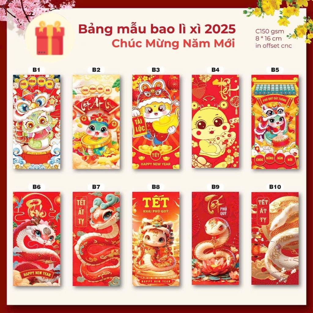 [Combo 50 Cái] Bao Lì Xì Truyền Thống Tết 2025,Mẫu In Sắc Nét,Đa Dạng Mẫu Mã. B01-B10 | Shopee ...