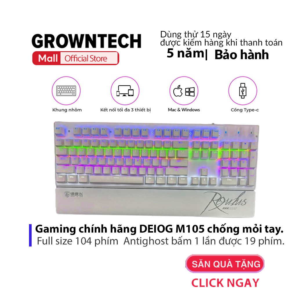 Bàn phím cơ led có dây gaming chính hãng DEIOG M105 kèm giá kê tay led ...
