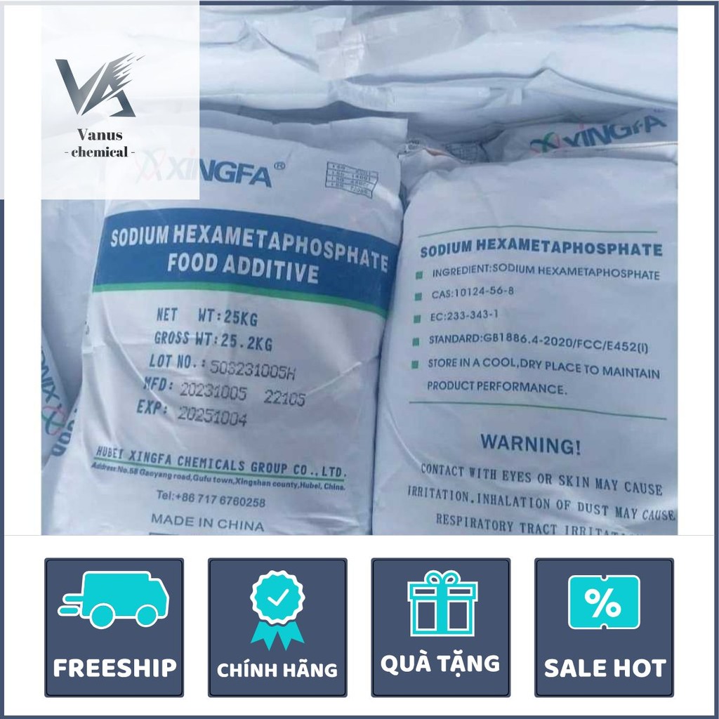 SHMP - Sodium Hexametaphosphate (NaPO3)6 phụ gia thức phẩm-gói 1kg ...