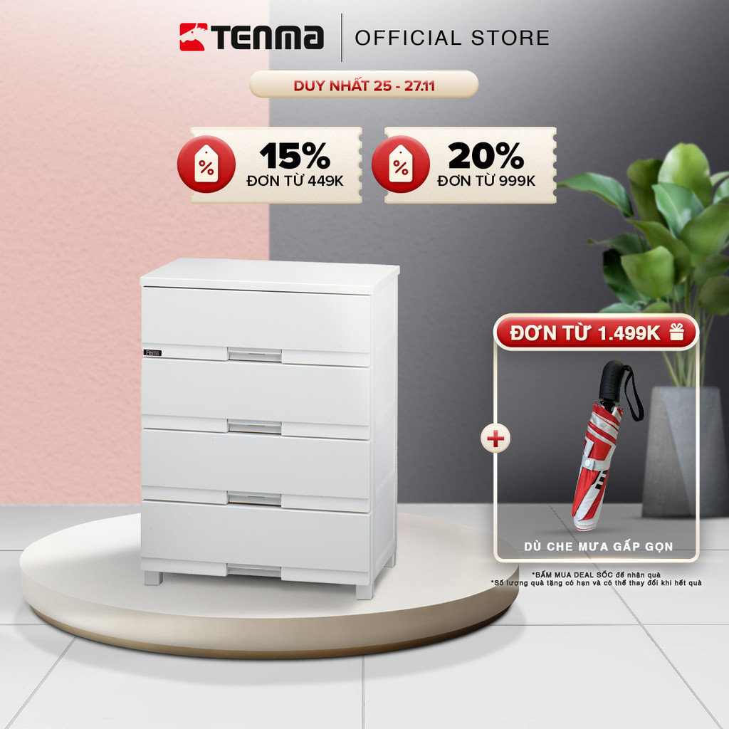 Tủ Nhựa Đa Năng 4 Ngăn Kéo Fits Plus Premium FP6504 TENMA, Lắp Được Bánh Xe Bán Rời, Mặt Trên ...