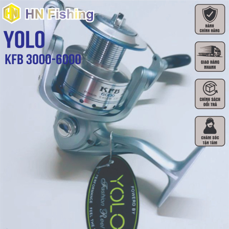 Máy câu cá Yolo KFB. Máy câu lure, máy câu đứng tay quay kim loại. Hoàng Nam Fishing 5123klh888 ...